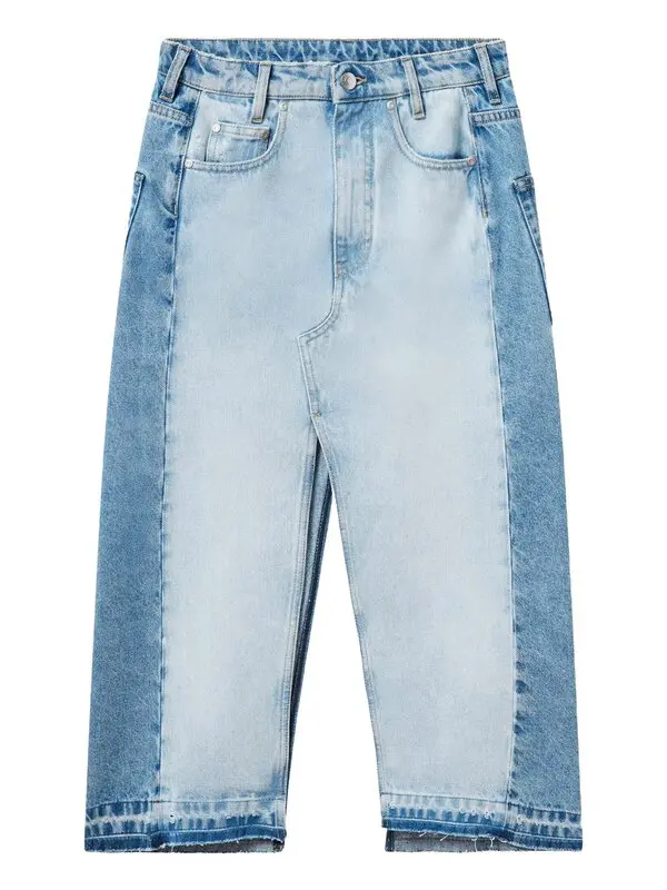 Stella McCartney Contrast Panel Denim Midi Skirt - Blue