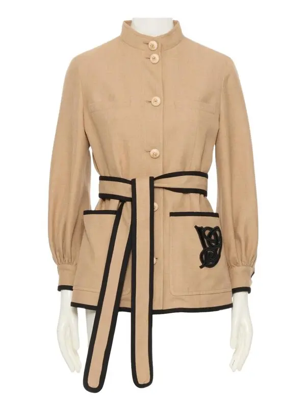 Valentino Garavani Belted Button-up Jacket With High Collar - Nude