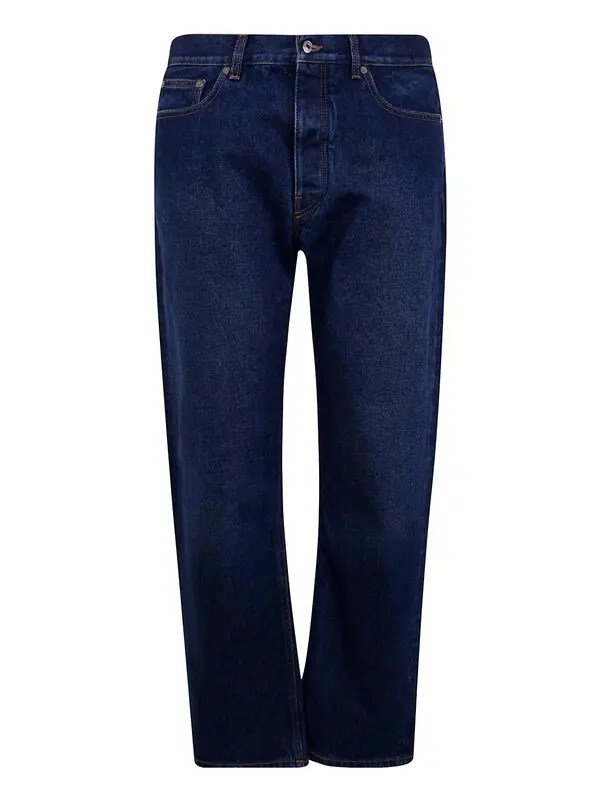 Off-White Logo Patch Straight Leg Jeans - Black