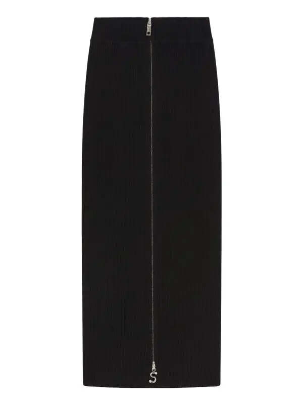 Sportmax Knit Pencil Skirt With Zip Detail - Black
