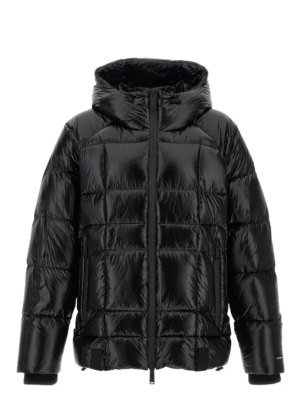 Dsquared2 Logo Patch Hooded Down Jacket - Black