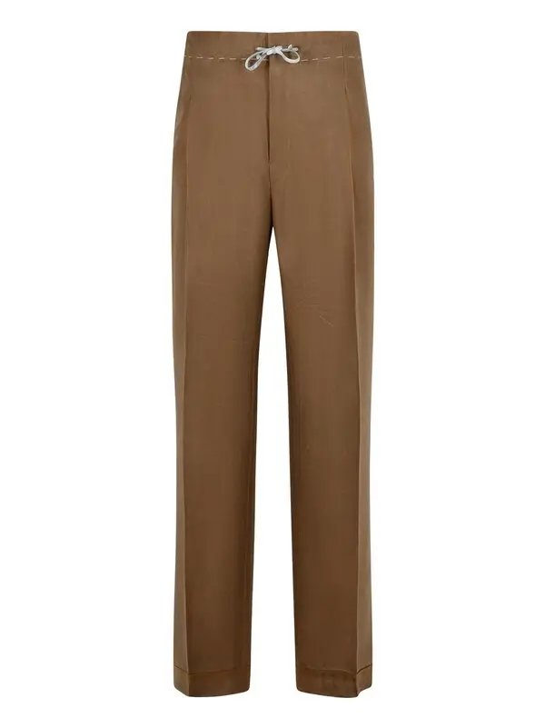 MAISON MARGIELA Drawstring Pleated Trousers - Brown