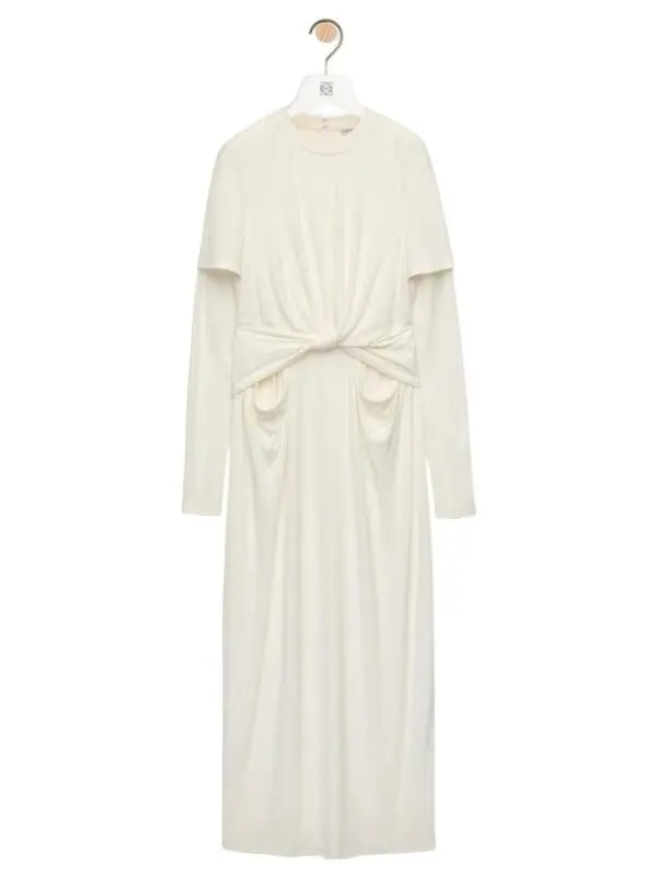 Loewe Draped Dress In Crepe Jersey - White