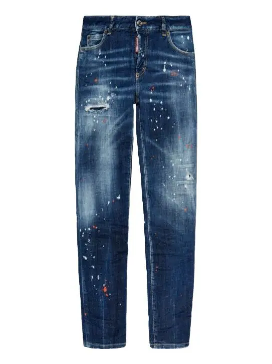 Dsquared2 Distressed Skinny Jeans With Washable And Wear Effect - Navy Blue