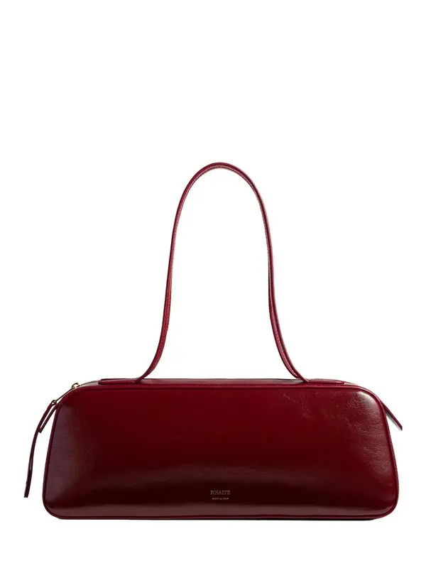 Khaite Simona Zipped Shoulder Bag - Oxblood Crackle Patent