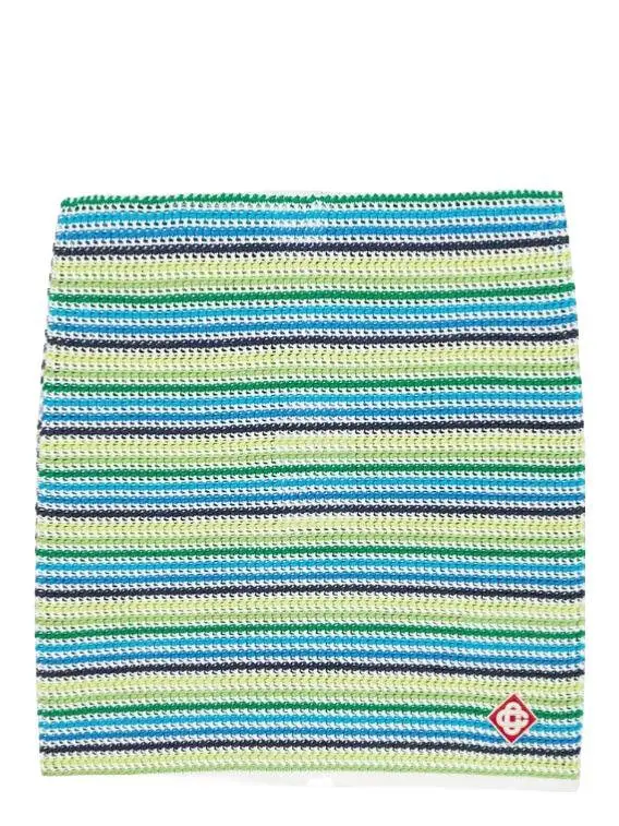 Casablanca Striped Knitted Mini Skirt With Logo Detail - Green