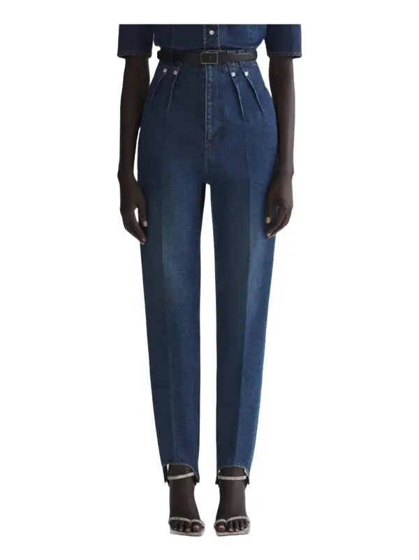 MUGLER Pleated Denim Trousers - Black