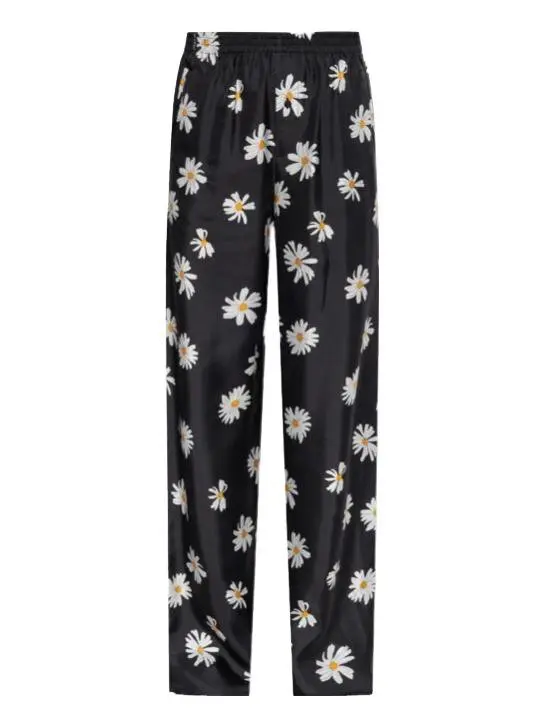Moschino Daisy Printed Elastic Waist Pants - Black