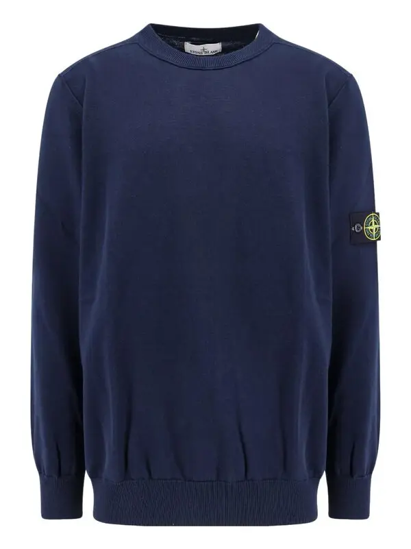 Stone Island Compass Patch Crewneck Jumper - Blue