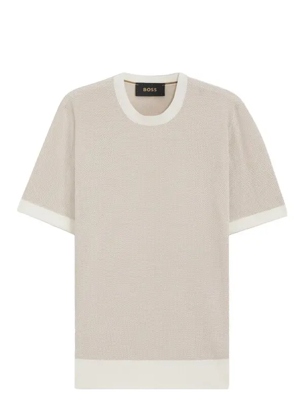 Hugo Boss Boss Textured Short-sleeve Knitted Sweater - Light Beige