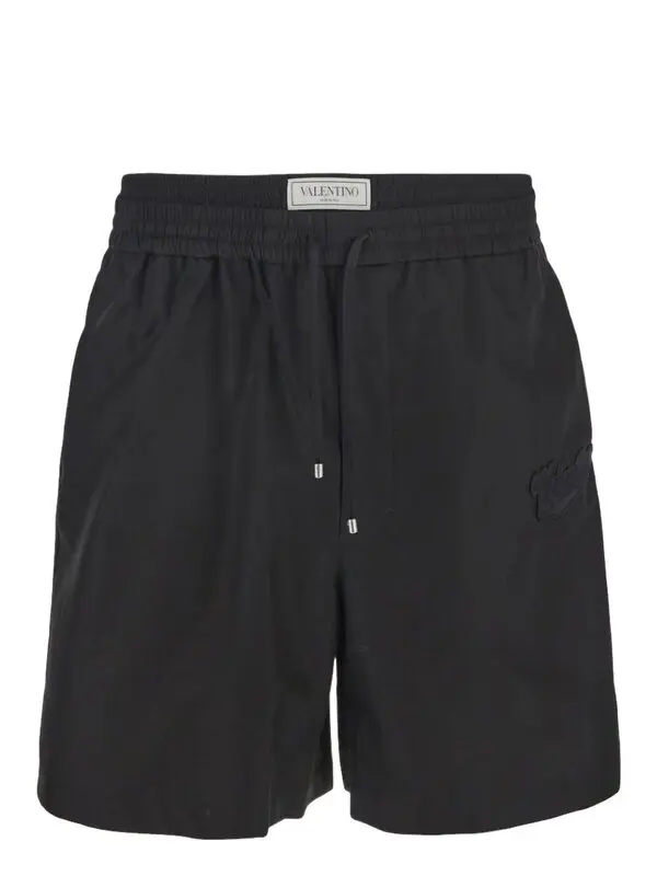 Valentino Garavani Logo Patch Drawstring Shorts - Black