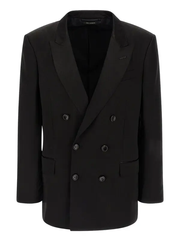 TOM FORD Double Breasted Blazer - Black