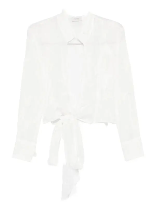 MAZZARELLI Long-sleeved Shirt With Butterfly And Floral Motifs - White