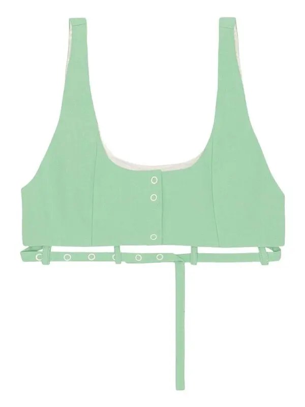 GANNI Sleeveless Cropped Suiting Top With Buckle Detail - Green