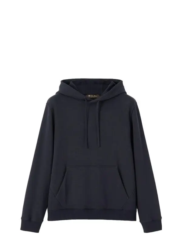 Loro Piana Hoodie With Pouch Pocket - Navy Blue