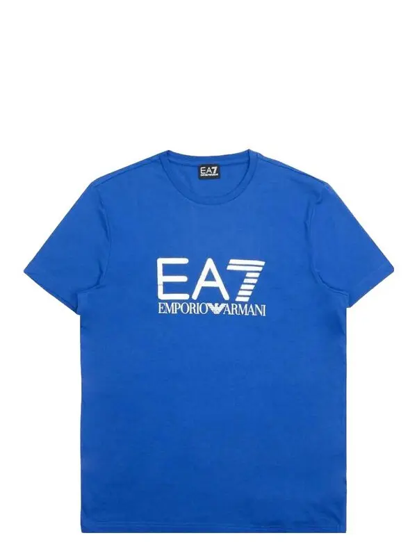 EA7 Logo T-shirt With Round Neck - Blue