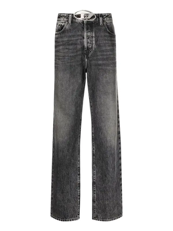 DIESEL® Bootcut Jeans With Distressed Details - Black Dark Grey