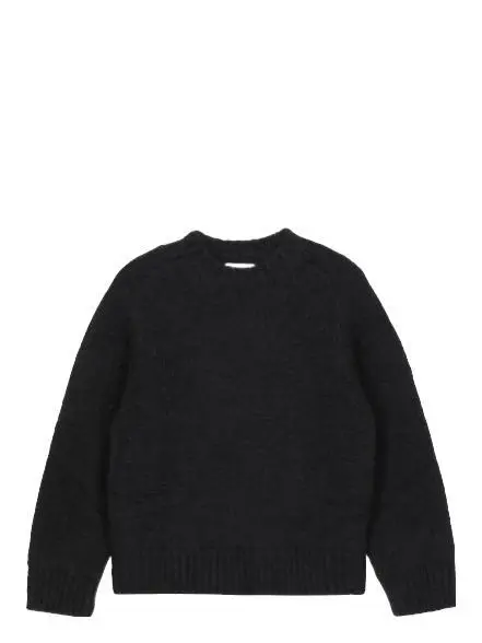 JIL SANDER Crew Neck Sweater With Knitted Details - Black