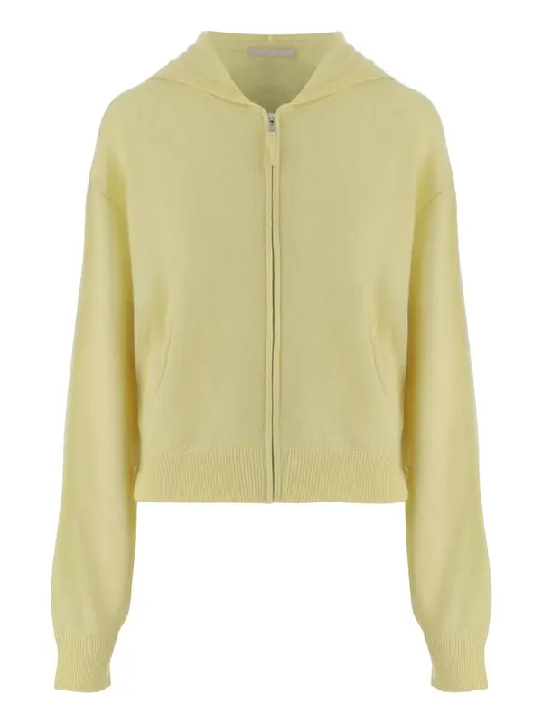 ALLUDE Hooded Zip-up Sweater With Ribbed Details - Nude