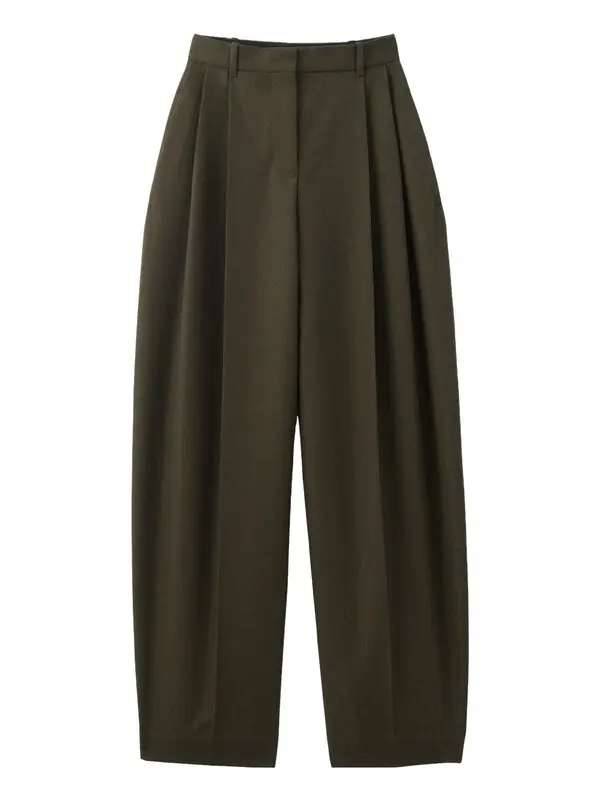 Jacquemus High-waisted Pleated Tailored Trousers - Deep Khaki