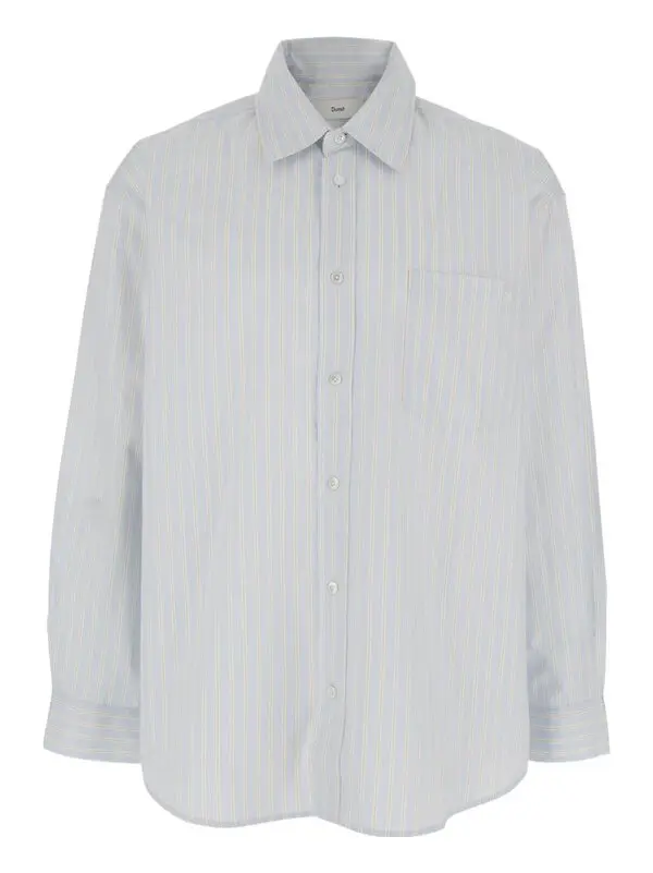 DUNST Oversized Striped Shirt - White