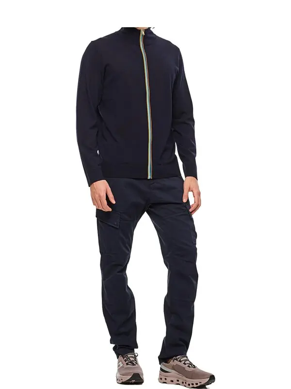 Paul Smith Signature Stripe Zip Cardigan - Black