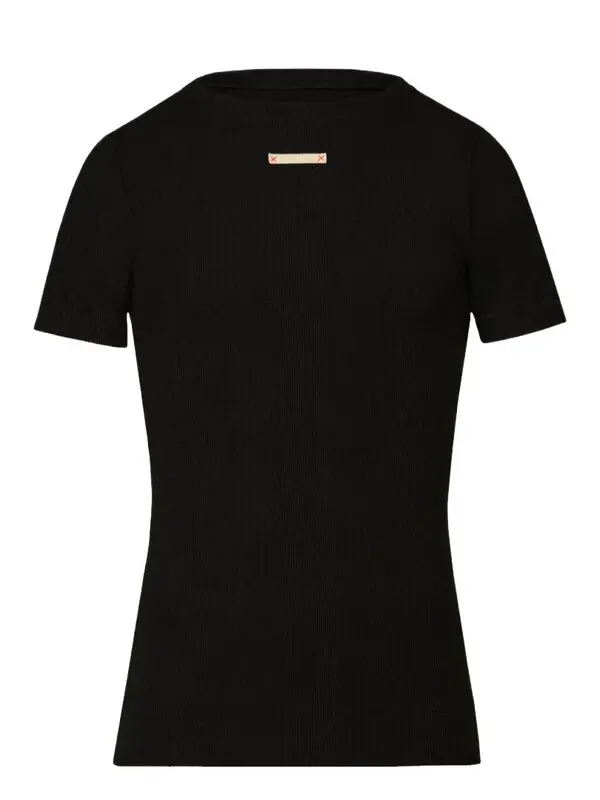 MAISON MARGIELA Logo Patch Knitted T-shirt - Black