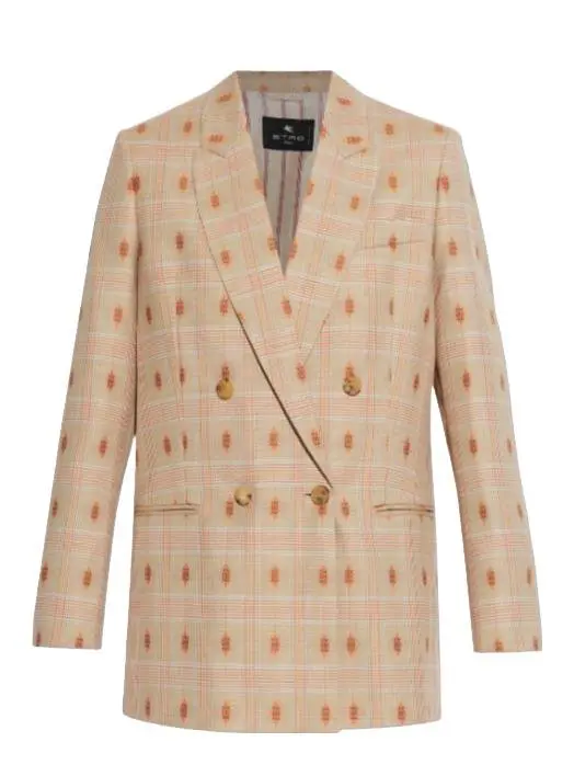 Etro Checked Double-breasted Blazer - Nude