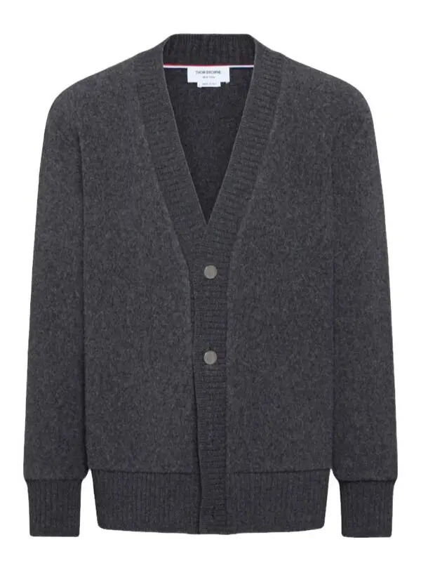 Thom Browne V-neck Wool Cardigan - Black