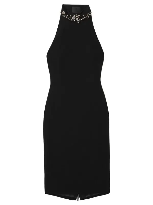Givenchy Beaded Cutout Crepe Dress - Black