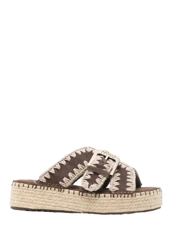 Mou Buckle Strappy Sandals - Brown