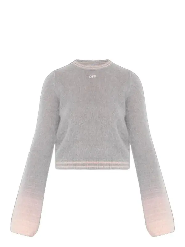 Off-White Logo Embroidered Crewneck Jumper - Gray