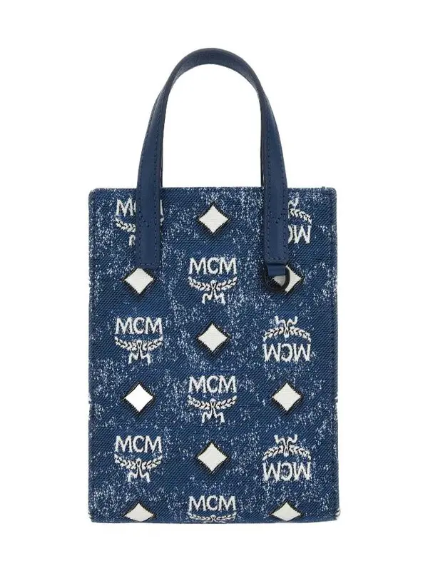 Mcm Aren Denim Mini Tote Bag - Blue