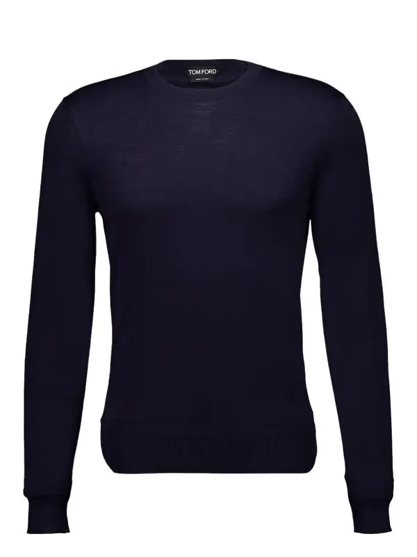 TOM FORD Crewneck Fine-knit Jumper With Long Sleeves - Dark Blue