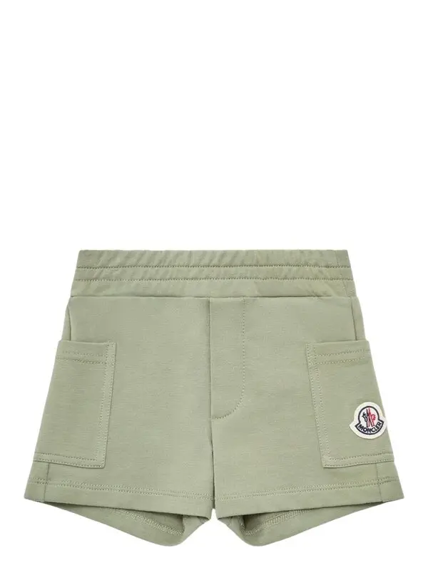 Moncler Logo Patch Elastic Waist Shorts - Sage Green