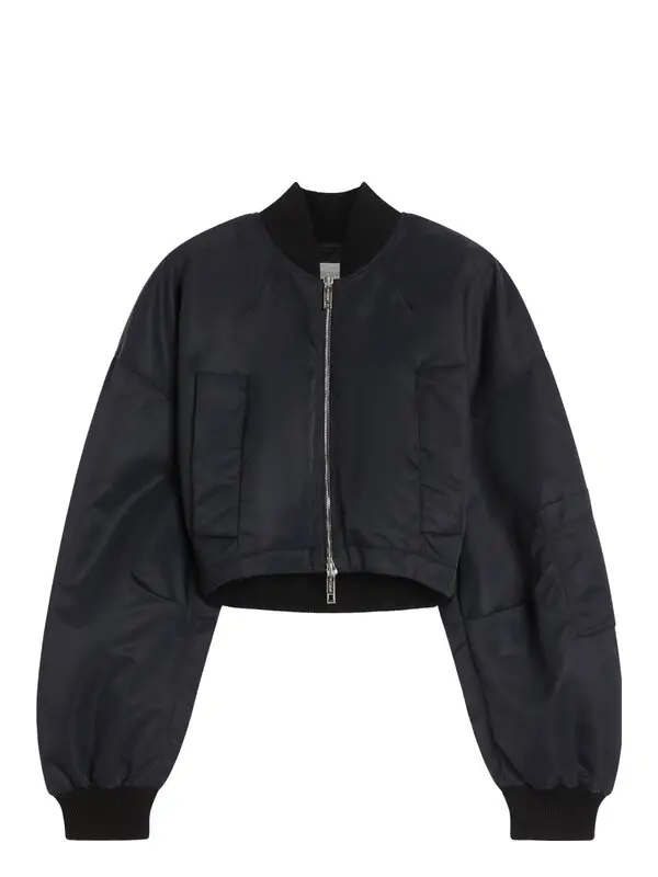 Sportmax Avenue Cropped Zip-up Bomber Jacket - Black