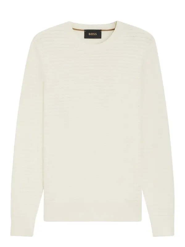 Hugo Boss Textured Crew Neck Sweater - Natural Color