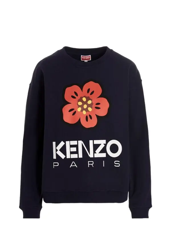 Kenzo Logo Printed Crewneck Sweatshirt - Black