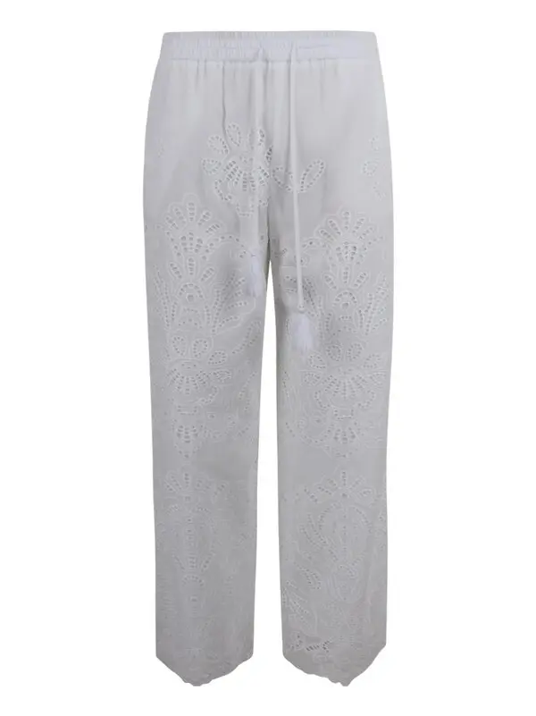 ERMANNO FIRENZE Embroidered Wide-leg Pants - Gray