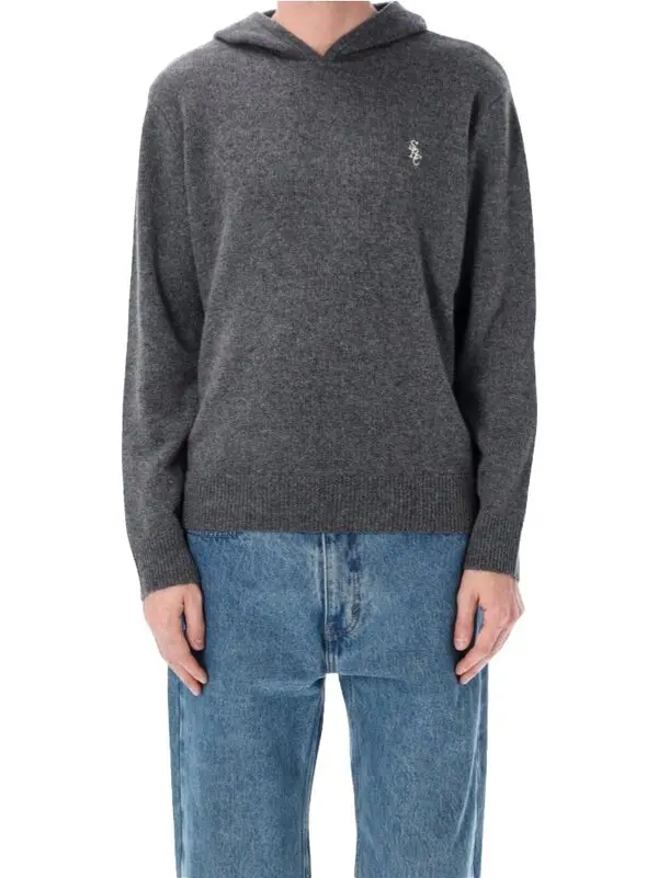 SPORTY  RICH Sporty & Rich Embroidered Knitted Hoodie - Black
