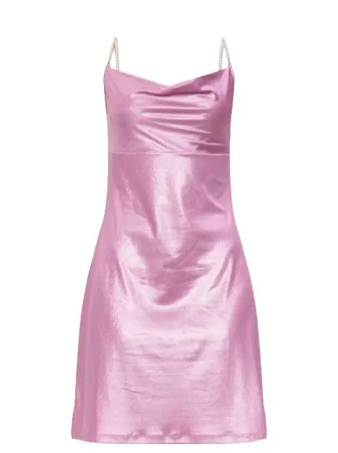 Versace Draped Pearl-strap A-line Dress - Pink