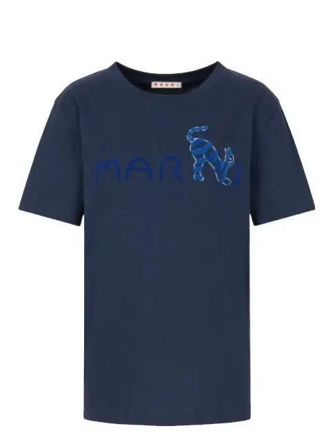 Marni Animal Alphabet Logo T-shirt - Blue-black