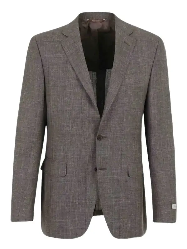 Canali Checked Button Suit - Gray
