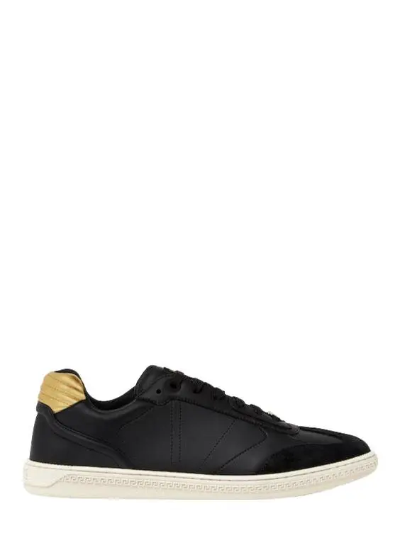 Versace Logo Plaque Lace-up Low-top Sneakers - Black/gold