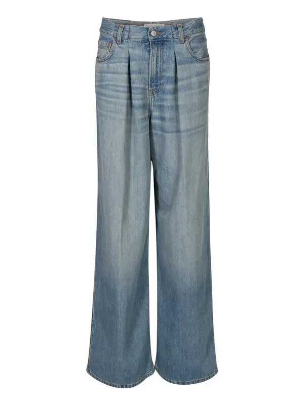 HAIKURE Pleated Wide-leg Jeans With Belt Loops - Gray