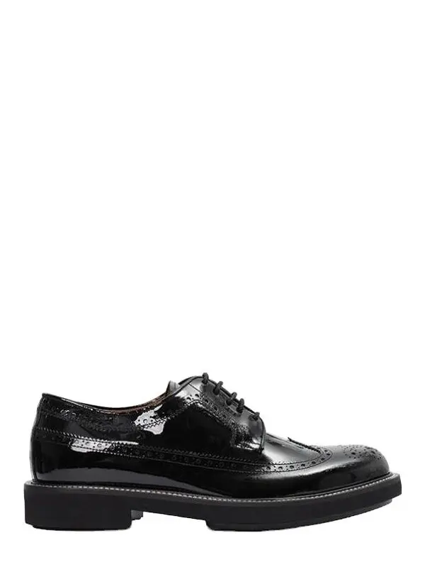 Emporio Armani Patent Leather Wingtip Oxfords - Black