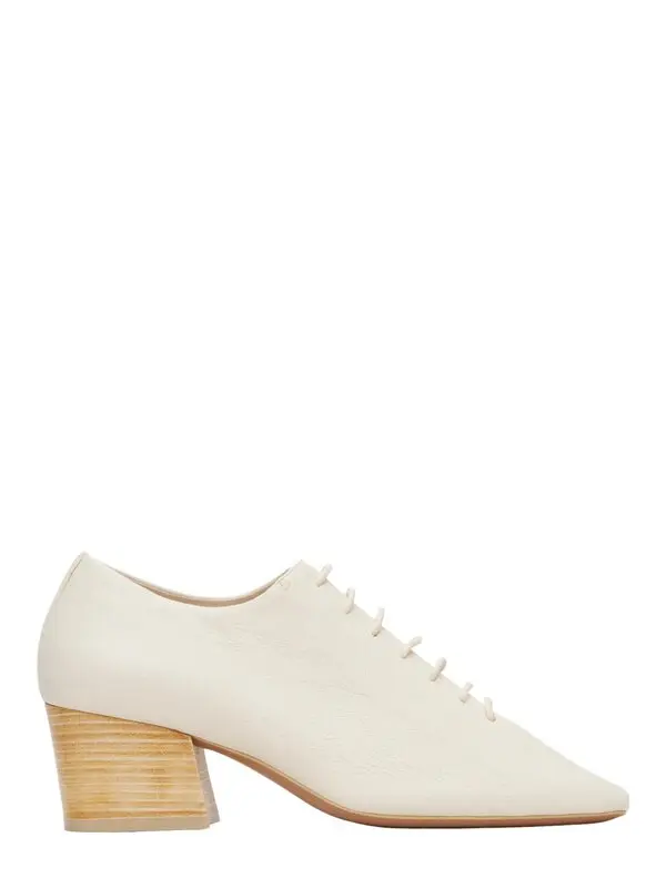 LEMAIRE 55mm Souris Square Toe Lace-up Pumps - White