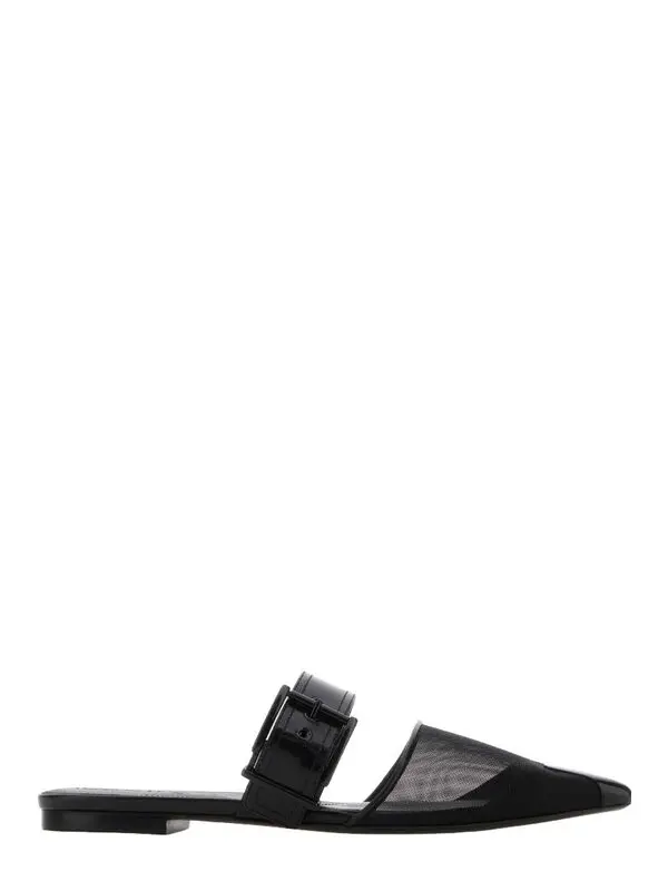 Alexander McQueen Pointed-toe Mesh Slides With Buckle Detail - Black