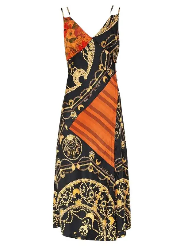 MARINE SERRE Ornament Jewelry-print Regenerated-silk Dress - Black