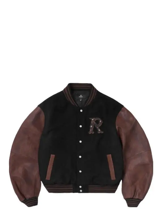 REPRESENT Vintage Varsity Jacket - Jet Black